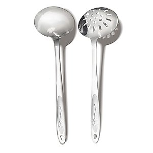 KISEER Soup Ladle, Stainless Steel Sauce Ladle for Home Kitchen or Restaurant, 11 Inch, Set of 2 - Ladle/Strainer Ladle