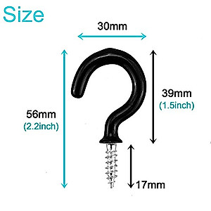 50PCS Multi-Function Wall Hooks Garage Hooks Cup Hooks for Indoors Outdoors (Black, 1-1/2 inch)