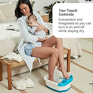 Homedics Bubble Mate Foot Spa, Toe Touch Controlled Foot Bath with Invigorating Bubbles and Splash Proof, Raised Massage nodes and Removable Pumice Stone