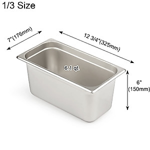 CURTA 6 Pack Anti-Jam Slotted Hotel Pans with Lids, 1/3 Size 2 1/2 Inch Deep, NSF Commercial 18/8 Stainless Steel Chafing Steam Table Food Pan with Covers