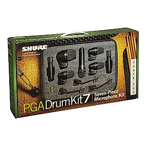Shure PG ALTA 7-Piece Drum Microphone Kit for Performing and Recording Drummers - Includes Mics, Mounts and Cables with options for Kick Drums, Snare, Rack/Floor Toms, Congas and Cymbals (PGADRUMKIT7)
