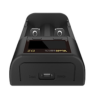 18650 Battery Charger,2 Bay Smart LCD Display Intelligent Battery Charger for 3.7V Rechargeable Battery 18650,26650,21700,18500,18350,16650,1.2V Ni-MH Ni-Cd A AA AAA IMR Batteries