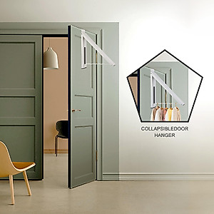 Generic 2 Pcs White Over The Door Hanger Organizer Drying Rack Collapsible Retractable Clothes Drying Rack Space Saver for Hanging Clothes Towels Bathrooms, Carbon Steel Material, RMhook01