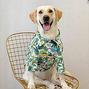 Harikaji Dog Hawaiian Shirt, Summer Pet Clothes Large Dog Cool Costume Beach T-Shirt for Medium Large Dog(White,6XL)