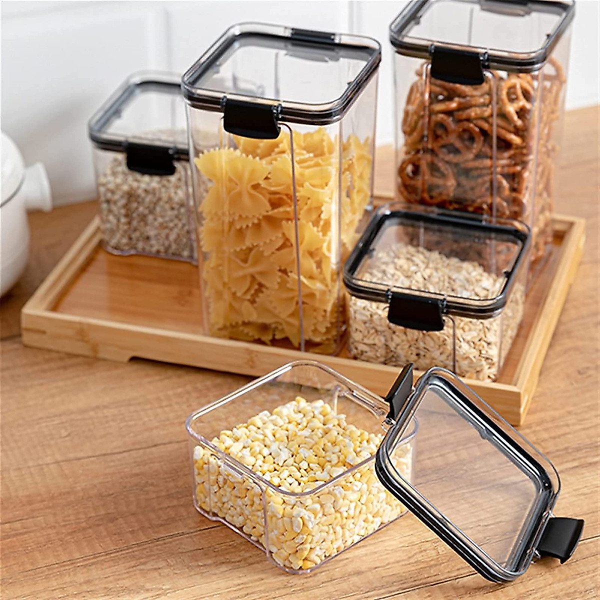 BRYLL Plastic Cereal Storage Box Multigrain Sealed Cans Food Storage Container Multifunction Transparent Airtight Plastic Box Containers Lid Kitchen Pantry Storage Box,1300ML