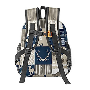 Eiis Woodland Forest Deer Bear Personalized School Backpack for Teen Kid-Boy /Girl Toddler Daypack Kindergarten One Size P22889 P22889