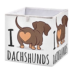 RunningBear Dachshund Dog Storage Basket Storage Bin Square Collapsible Toy Bins Decorative Storage Boxes Organizer for Clothes Towels Magazine