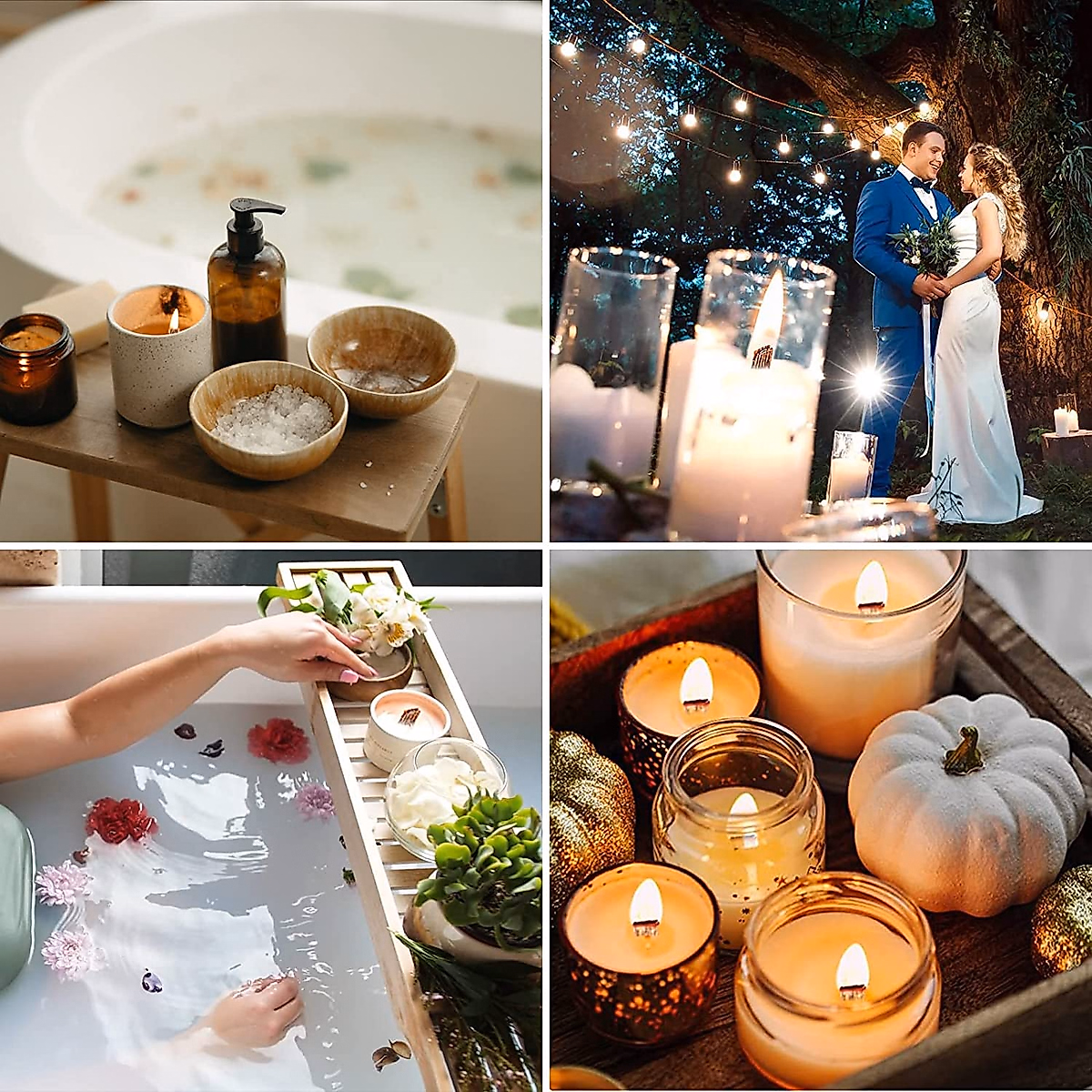 100 pcs Wooden Candle Wicks for Candle Making,6 inch Crackling Wood Wicks/Smokeless Candle Wick with Metal Base Clip 50 Sets