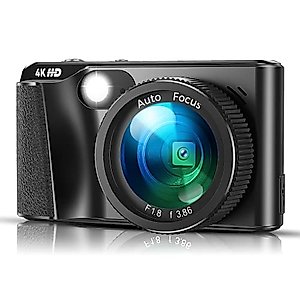 Digital Camera, 4K Digital Camera for Kids Video Camera with 32GB SD Card 24X Digital Zoom, Compact Point and Shoot Camera Portable Small Camera for Teens Students Boys Girls Seniors - Black