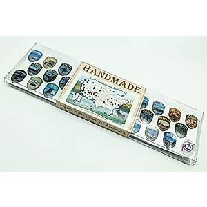 National Parks Map Push Pin, 3D Domed Stickers with 1 x 1.5 inch collection for passport book | Poster travel map in mahogany/black frame | Large map