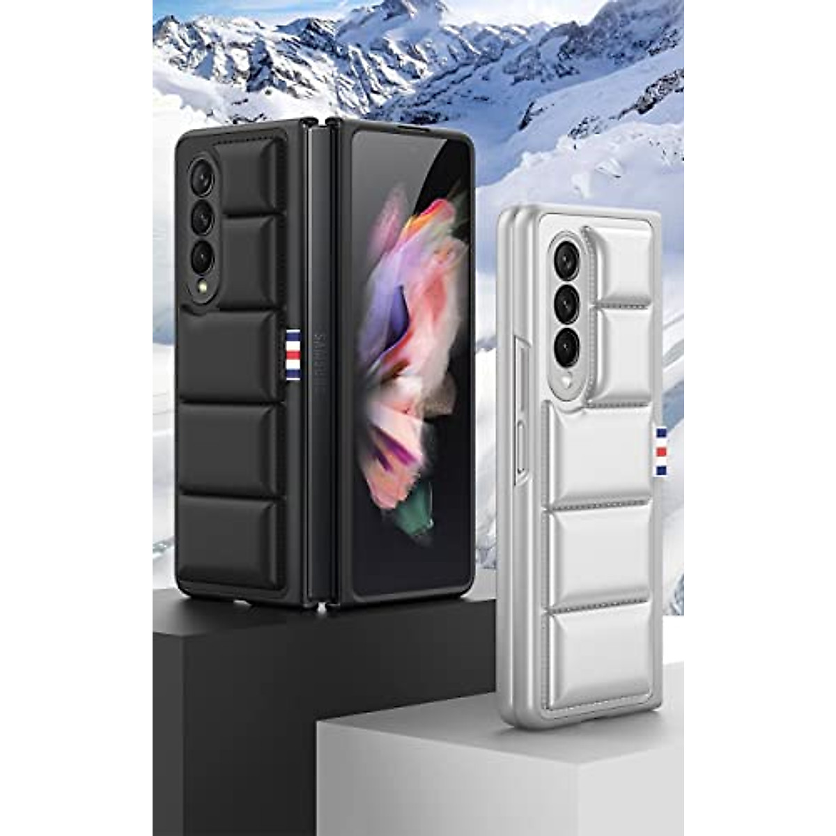 SHIEID Samsung Z Fold 3 Case, Fold 3 Case Leather, Air Vest Phone Case Galaxy Z Fold 3 Case Compatible with Samsung Galaxy Z Fold 3 5G, Silver