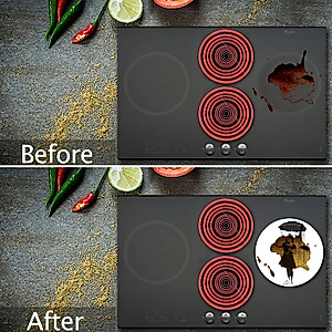 Aihonmin Banksy Electric Stove Burner Covers, Funny Set of 4 Round 8 In and 10 In, Gas Metal Cover, Eyes Cooktop Decorative, Home Decor, Kitchen Decor