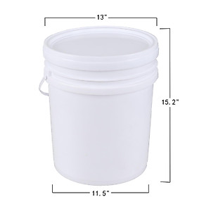 Hespama 4 Pack 6.5 Gallon Airtight Storage Bucket with Handle, Food Grade Sealable Lid Bucket, White
