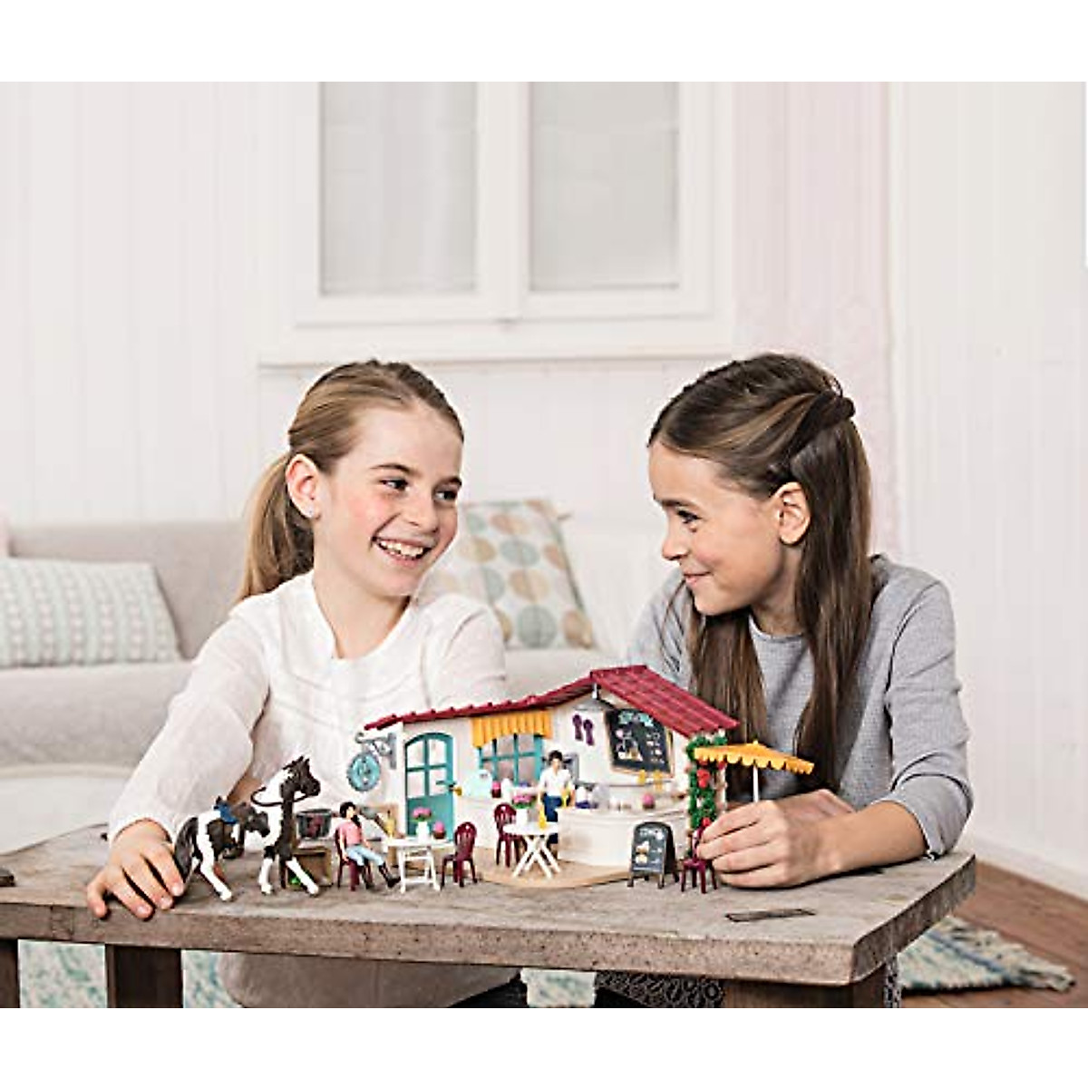 Schleich Horse Club 66-piece Horse Rider Café Playset with Horse Toy and Horse Accessories for Kids Ages 5-12
