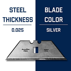 Accutec Pro Infinity Carbon Steel Utility Blades - 5-Pack - .025" Thick, 2-Notch Double Edge, SmartCoat Tech, Multi-Industry Use - USA Made - APBL-8007