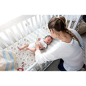 Bassinet Sheet Set - 2 Pack Jersey Cotton Fitted Sheets - Grey/White Unisex Baby Bedding Design