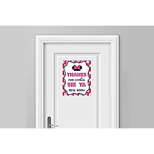Minnie Mouse Birthday Decoration Signs | 4 Different Party Signs | 8 x 10 inch Minnie Mouse Party Supplies Birthday Sign Printed in Card stock | Minnie Mouse Clubhouse Inspired Door Signs | Food Labels Disney Decorations Hot Dog Bar Decor