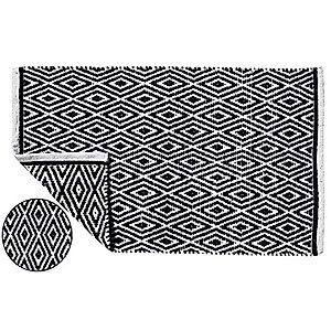 Ramanta Home 100% Cotton Diamond Rug 21x34 Hand Woven Reversible Washable Rug - Black,Farmhouse Bathroom Rugs,Entry Rugs,Rugs for Living Room,Rag Rug,Kitchen Rug Cotton,Machine Washable Rug,Woven Rug