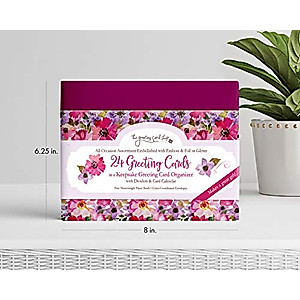Designer Greetings All Occasion Greeting Card Assortment (24 Cards with Envelopes in a Keepsake, Floral Organizer Box) – Birthday, Thank You, New Baby, Anniversary, Sympathy, Get Well, Blank