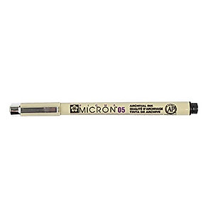 SAKURA PIGMA MICRON 05 FINELINER PEN, 0.45MM LINE WIDTH, PACK OF 2 (Black)