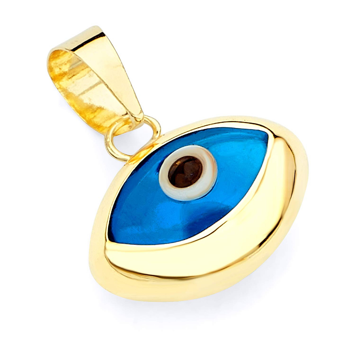 14k REAL Yellow Gold Evil Eye Charm Pendant