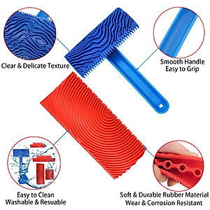 Wood Grain Tool, 9pcs Fake Wood Grain Roller Paint Brushes Rubber Graining Tool Paint Look Like Wood DIY Painting Tools for Walls Floors Room Decoration