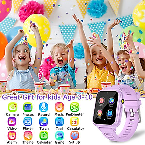 Kids Game Smart Watch Gifts for Girls Age 4-12, 24 Puzzle Games HD Touch Screen Smart Watches with Video Camera Music Player Pedometer Flashlight 12/24hr, Educational Toys for 8 10 12 Year Old Girl