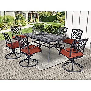 Casual World Patio Swivel Dining Chairs Set of 2, Outdoor Gentle Rocker Chairs Bistro Chairs with All-Weather Aluminum Frame and Thick Cushions for Garden Backyard Poolside