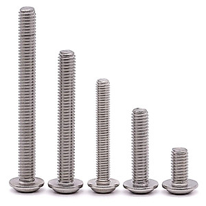 M5 x 50mm Stainless Phillips Pan Washer Head PWH Machine Screws, Stainless Steel 304 (18-8), Full Thread, Coarse Thread UNC, Pack of 25