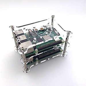 GeauxRobot Raspberry Pi 4B 2-Layer Dog Bone Stack Clear Case Box Enclosure Also for Pi 3B+ 3B 2B B+ A+