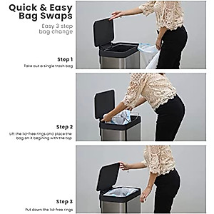 SIMPLI-MAGIC 50 Liter Soft-Close, Smudge Resistant Trash Can with Foot Pedal and Built in Filter-Stainless Steel, Sleek Finish, 50L/13.2 Gallon, Black