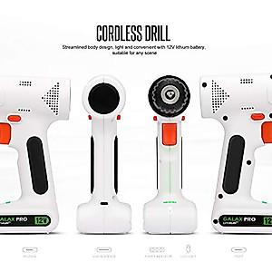 GALAX PRO 12V Light Weight Cordless Drill Driver with Work Light, Max Torque 18N.m, 3/8 Inch Keyless Chuck, 17+1 Position, Single Speed 0-800RPM, Streamlined Design