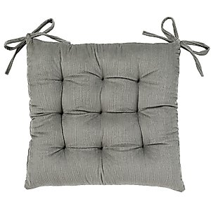 HLOVME Corduroy Chair Cushion with Ties Ultra Soft Warm Floor Cushion for Kids Reading Nook Comfortable Square Seat Cushion for Adult 15.7”x15.7”, Grey