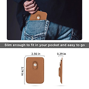 REMOJANO Snap-on MagSafe Card Wallet with Built-in AirTag Pocket, AirTag Case & Magnetic Card Wallet, Compatible for iPhone 12/13 Series (Brown)