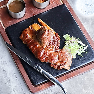 Laguiole by Hailingshan Steak knives Serrated Edge with pattern Sharp Light Premium Dishwasher Safe Stainless Steel knife set of 8 Silverware with Gift Box