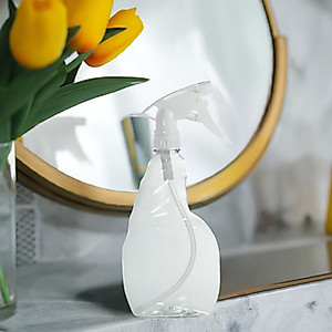 JUVITUS 16 oz Clear Plastic Industrial Heavy Duty Bottle with White Spray (2 Pack) + Labels