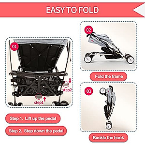 Umbrella Baby Stroller Lightweight Compact Stroller All Terrain Convenience Carriage Stroller Travel Tall Pram for Toddler Big Kids Single Stroller (Bright Grey)
