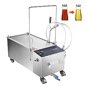VEVOR Mobile Fryer Filter, 300W Oil Filtration System with 5 L/min Flow Rate, Frying Oil Filtering System with 10 L/min Pump Wheels Oil Hose, 110V/60Hz (58L)