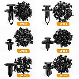 GOOACC Universal Plastic Fender Clips,200 Pcs Push Bumper Fastener Rivet Clips with 6 Size Auto Body Retainer Clips Bumpers,Car Fender Replacement for GM, Ford & Ch
