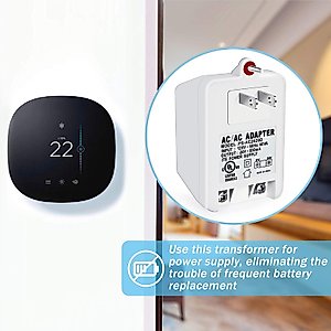 24V 830mA Thermostat and Doorbell Transformer, Wall Transformer with PTC Fuse Compatible with Nest, for Honeywell, Ecobee and Sensi Thermostat, Nest Hello and All of Doorbells