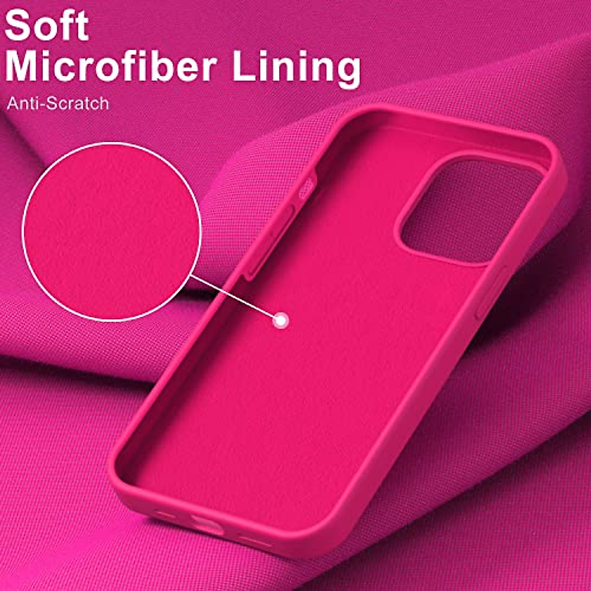 DEENAKIN Compatible with iPhone 14 Pro Max Case with Screen Protector,Soft Flexible Silicone Rubber Cover for Women Girls,Slim Fit Shockproof Protective Phone Case 6.7" Hot Pink
