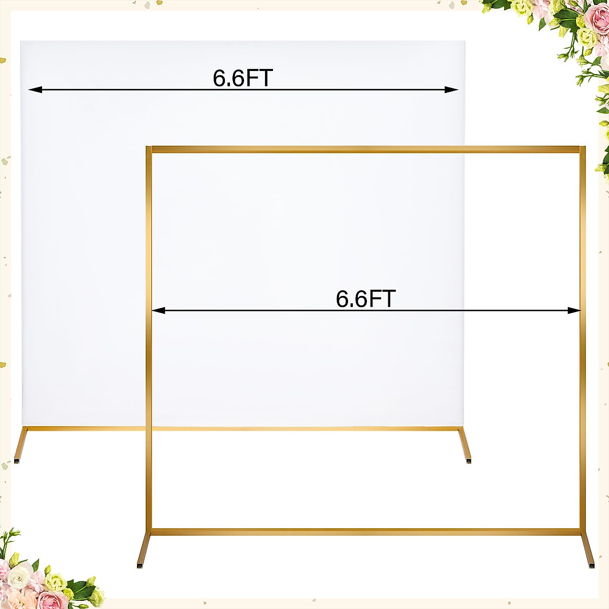 Peryiter 6.6 ft x 6.6 ft Arch Backdrop Stand Cover Square Wedding Arch Cover Spandex Fitted Arch Backdrop Cover for Bridal Shower Baby Shower Birthday Party Decoration, Frame Not Included (White)