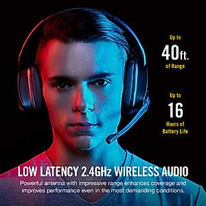 CORSAIR Void PRO RGB Wireless Gaming Headset - Dolby 7.1 Surround Sound Headphones for PC - Discord Certified - 50mm Drivers - Carbon