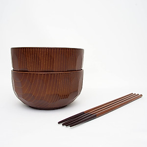 OTSUMAMI TOKYO Japanese Soup Bowl, Miso Soup Cup, Soup Mug for Noodle, Rice, Cereal, Dishwasher safe, Durable, Made in Japan (1pc, Hexa Wood Grain Pattern, Large 5 x 2.6 in.)