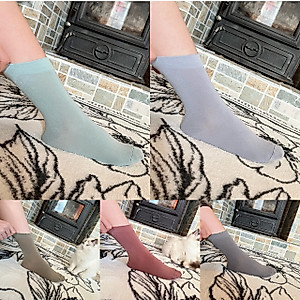 SERISIMPLE Women Thin Bamboo Socks Crew Lightweight Above Ankle Casual Dress Sock For Ladies Bootie Trouser 5 Pairs (Assorted2, Large)