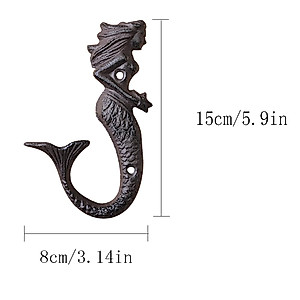 UVKDEENK 2pcs Mermaid Hooks, Wall Mounted Clothes Hooks, Heavy Duty Animal Iron Hooks, Personalized Hooks for Bathroom, Locker, Living Room, Garden, Outdoor, Park, Hallway, Office, Towel, Coat