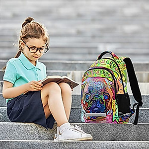 ALAZA Pug Dog Puppy Print Modern Art Backpack Purse for Women Men Personalized Laptop Notebook Tablet School Bag Stylish Casual Daypack, 13 14 15.6 inch