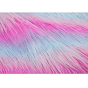 LOOGOOL Rainbow Faux Fur Fabric Long Pile Fur Soft Patchwork Sheet Warm Fabric Material for Clothing Dress Bags Sewing Craft DIY Supplies, 8x12 Inch