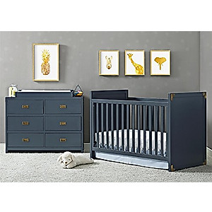 Baby Relax Miles 2-in-1 Convertible Crib, Graphite Blue