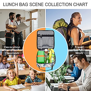 wamdfcvf Lunch Box Kids,Insulated Soft Lunch Bag for Boys Girls Reusable Lunc Tote Bag for Kids with Water Bottle Holder for Office Work Out Travel Tirp-White
